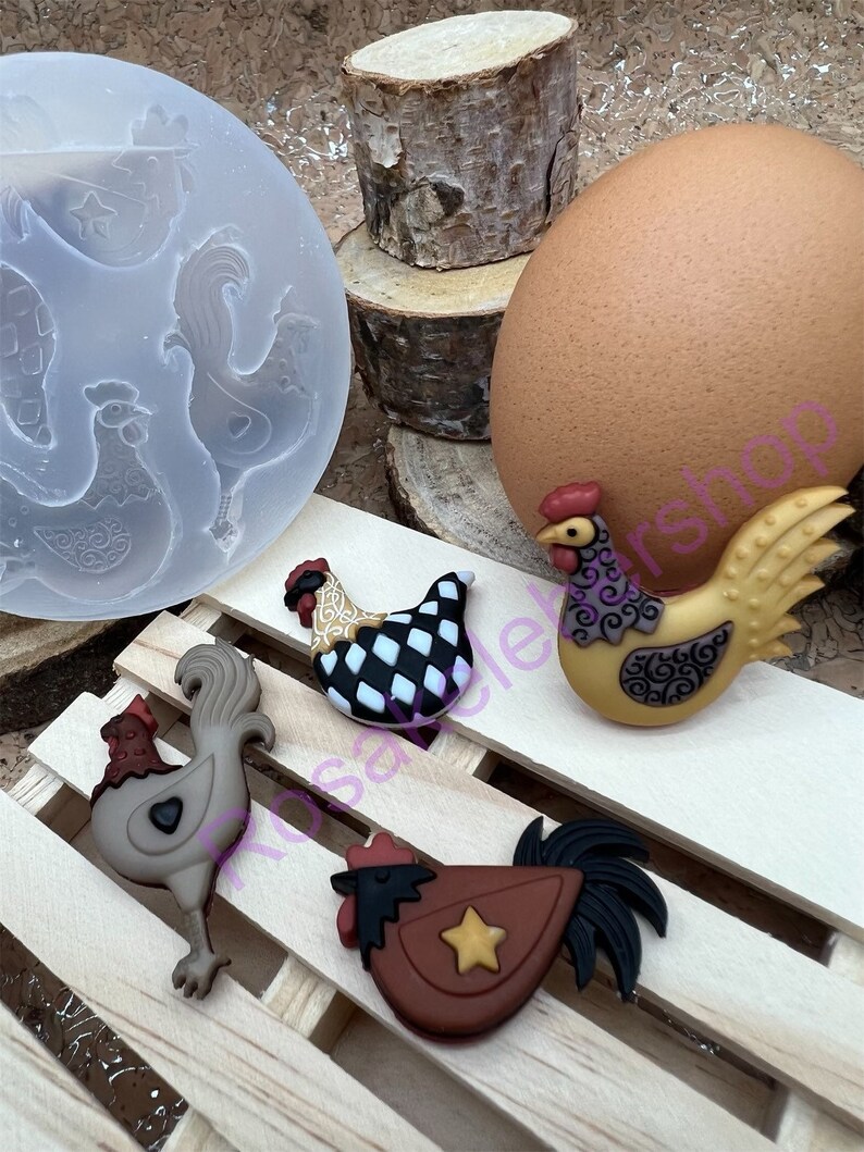Hen Party Chicken-rooster-baby Chick Silicone Mold for Fondant-resin ...