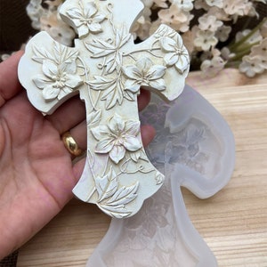 Crucifix-cross With Flowers Silicone Mold for Fondant-resin-polymer ...
