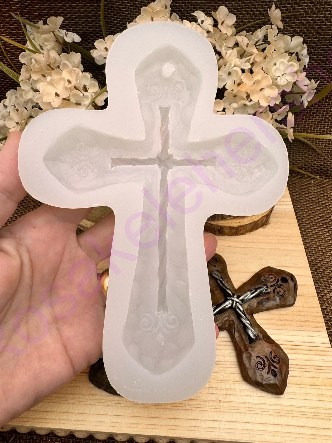 Double Cross Handmade Silicone Mold for Fondant-resin-candy-crafts ...