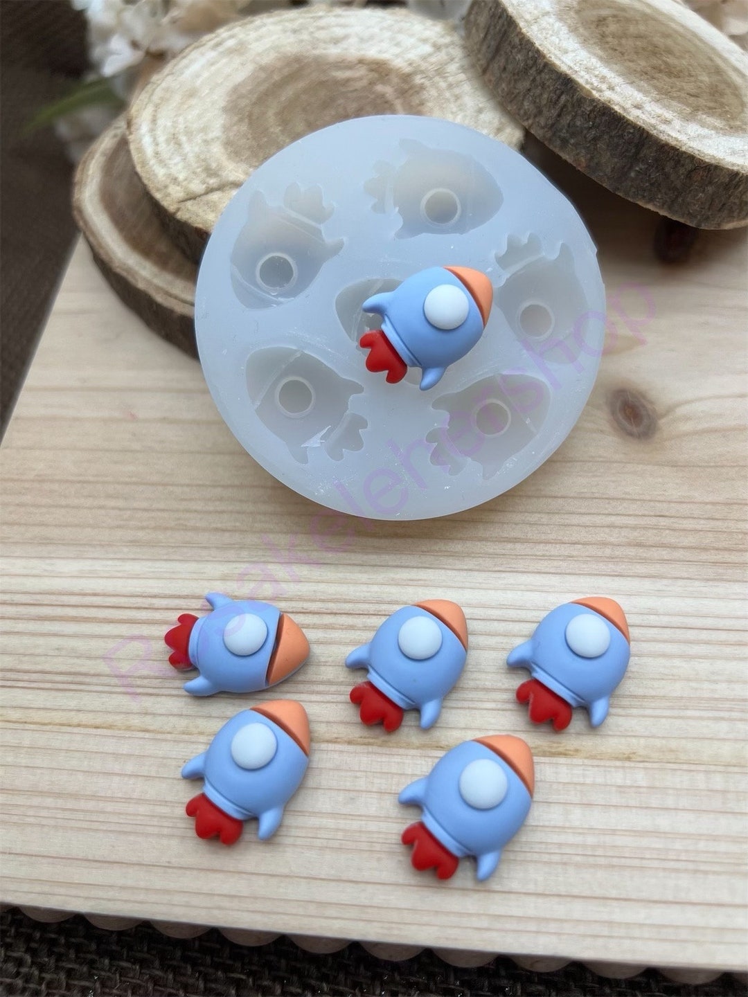Earth Rocket Ship Flat Back Handmade Silicone Mold for Fondant-resin ...