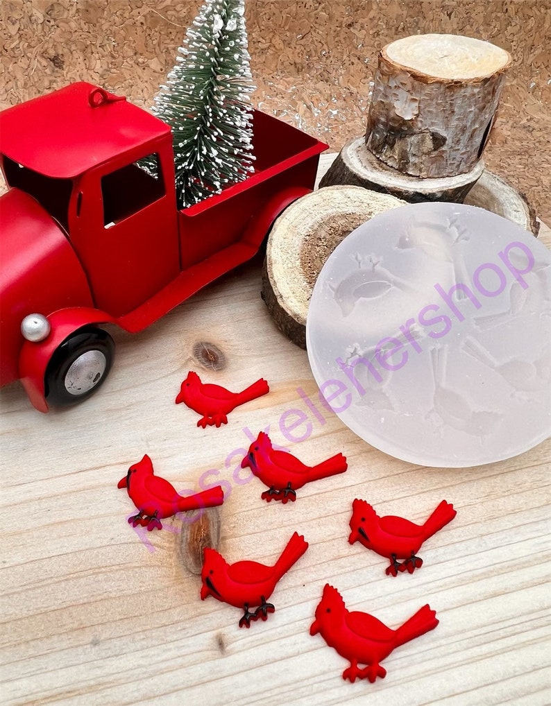 Cardinals Bird Silicone Mold (very Tiny-flat Black) for Fondant-resin ...
