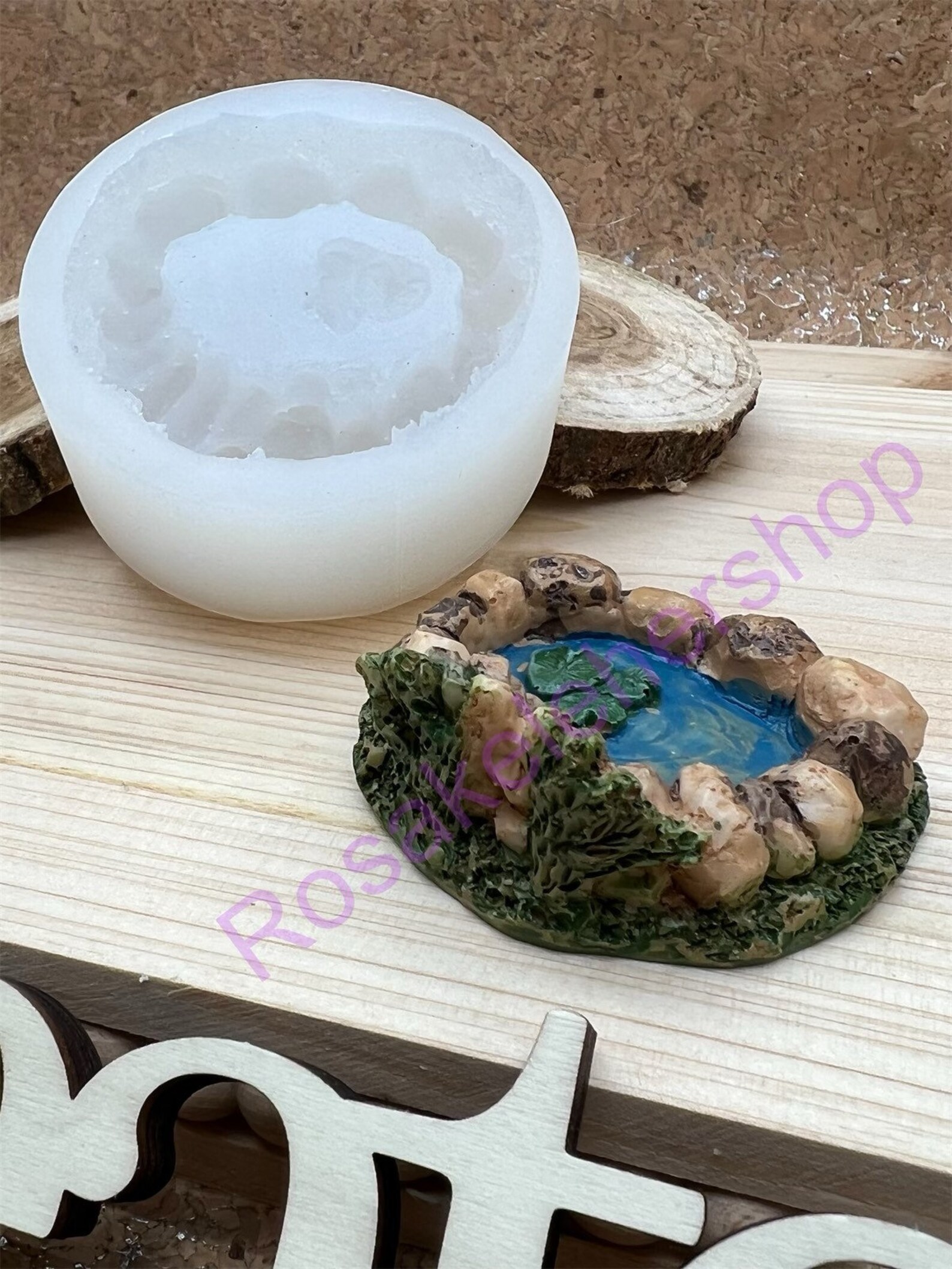 Miniature Lake-pond With Rocks-leaves Handmade Silicone Mold-fish Pond ...