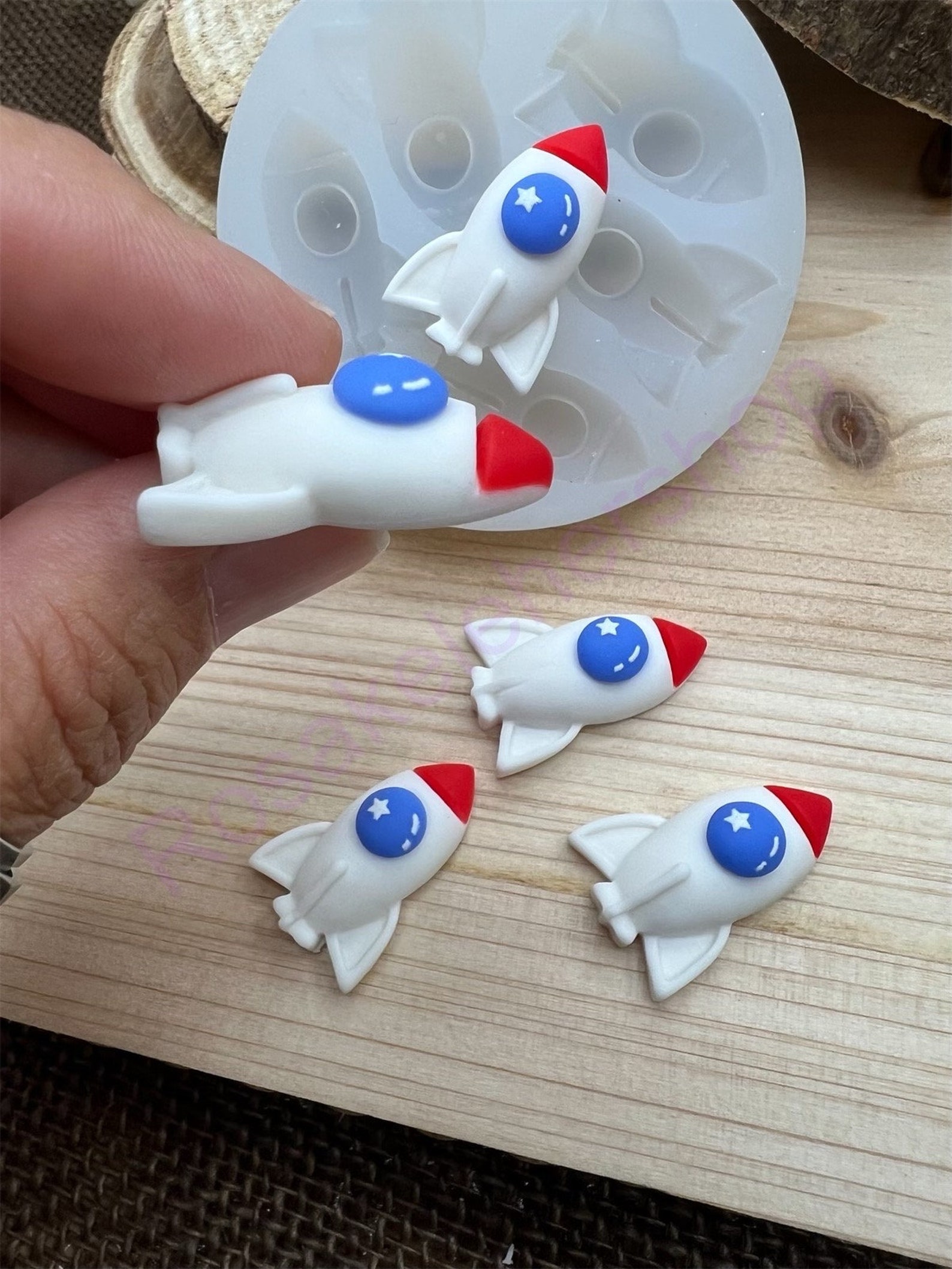 Earth Rocket-cartoon Astronaut Flat Back Silicone Mold for Fondant ...