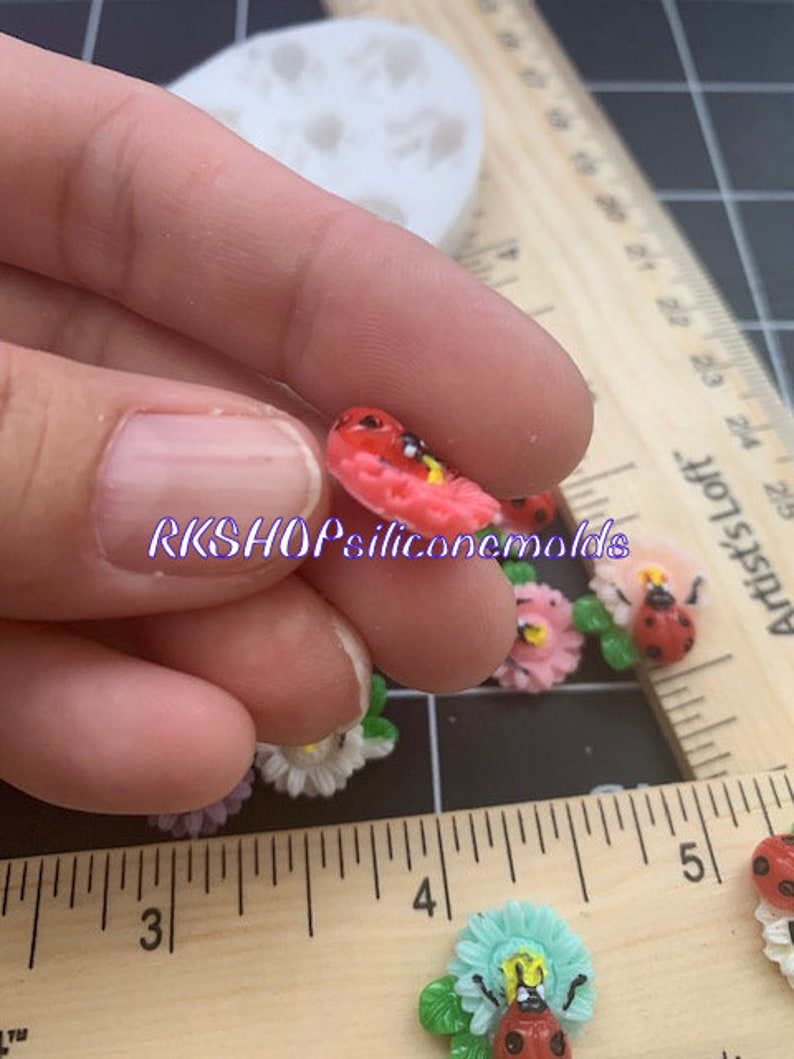 Ladybug-insects-flowers Silicone Mold for Fondant-resin-candy-jewelry ...