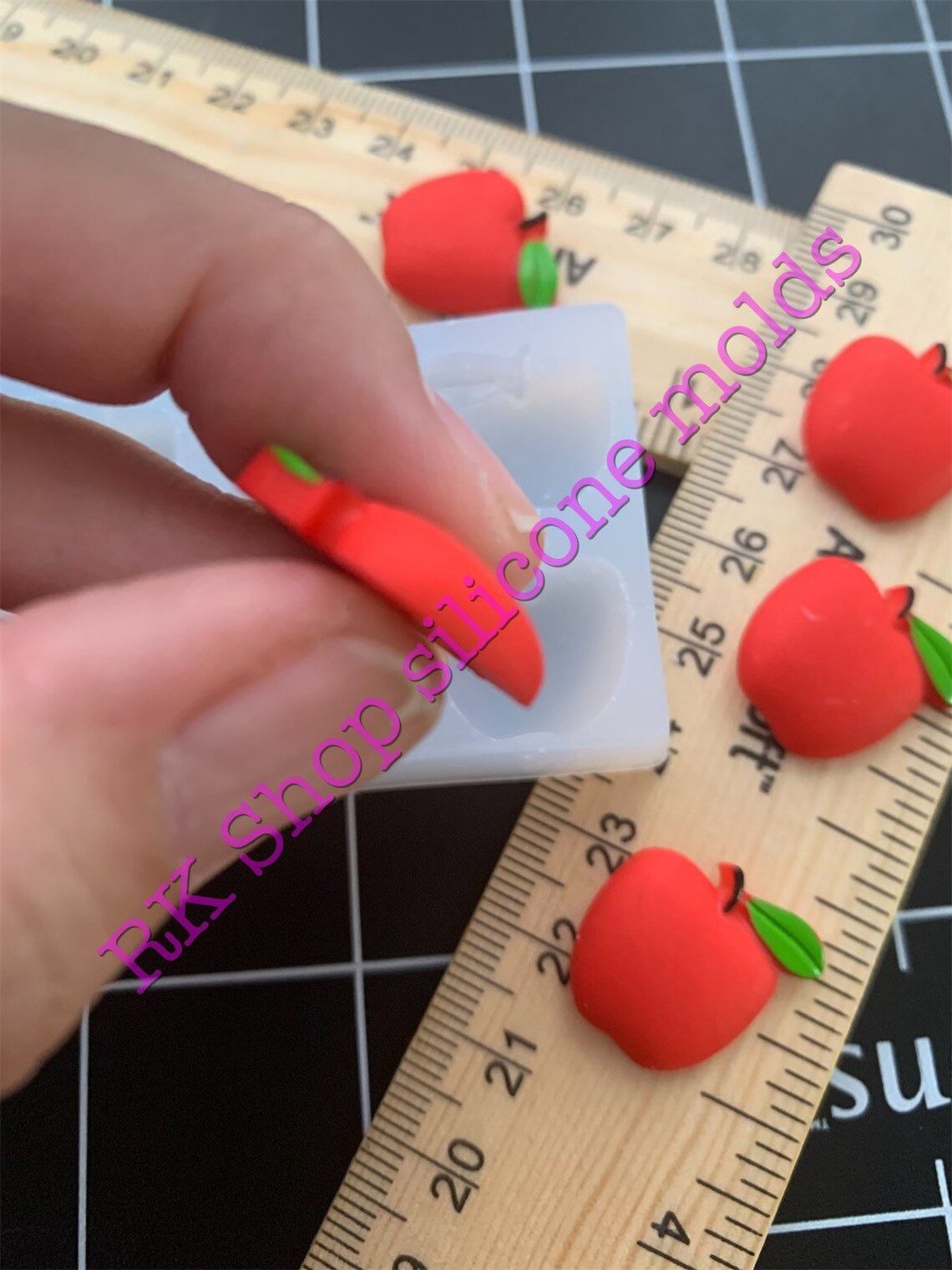 Apples-fruit-flat Back Silicone Mold for Fondant-resin-polymer Clay ...
