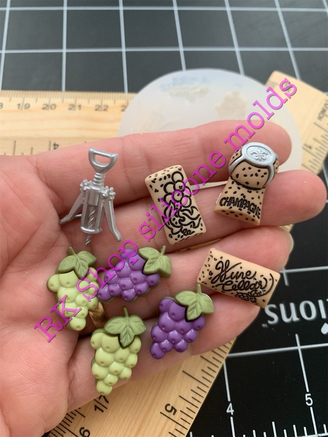 Grape-corkscrew-cork Silicone Mold for Fondant-resin-handcrafts-polymer ...