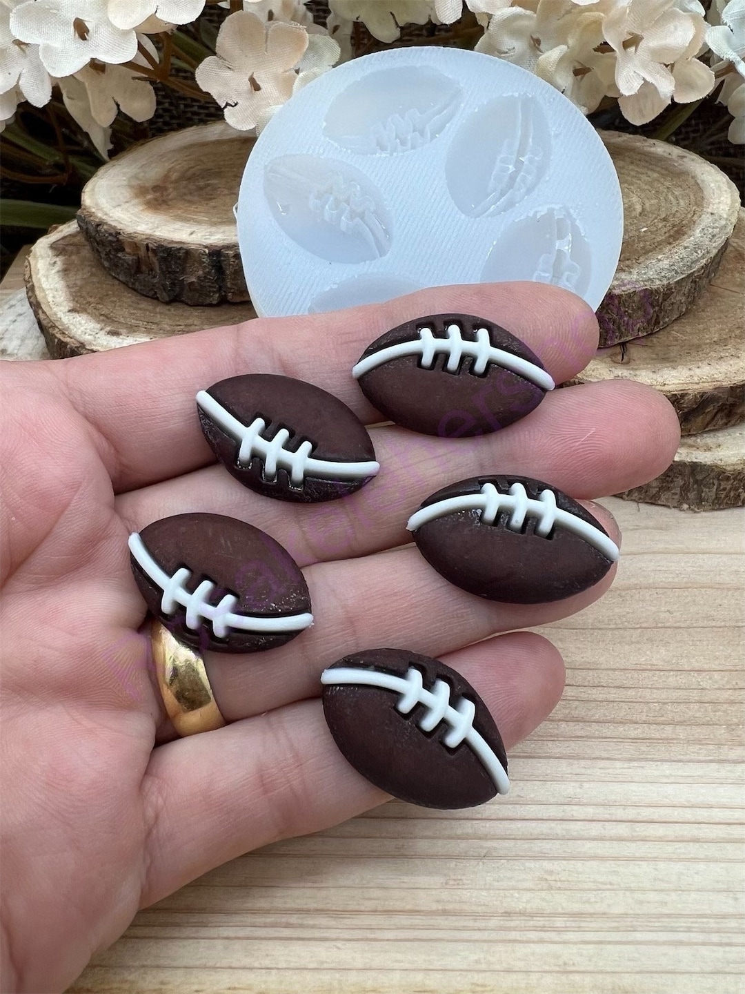 Football Ball Flat Back Silicone Mold (small) Sports Mold for Fondant ...