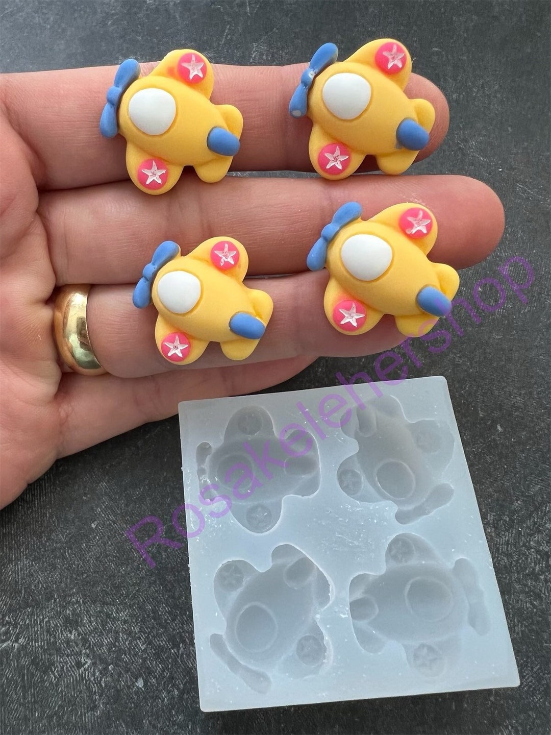 Airplane Baby Cartoon Silicone Mold for Fondant-resin-polymer Clay ...
