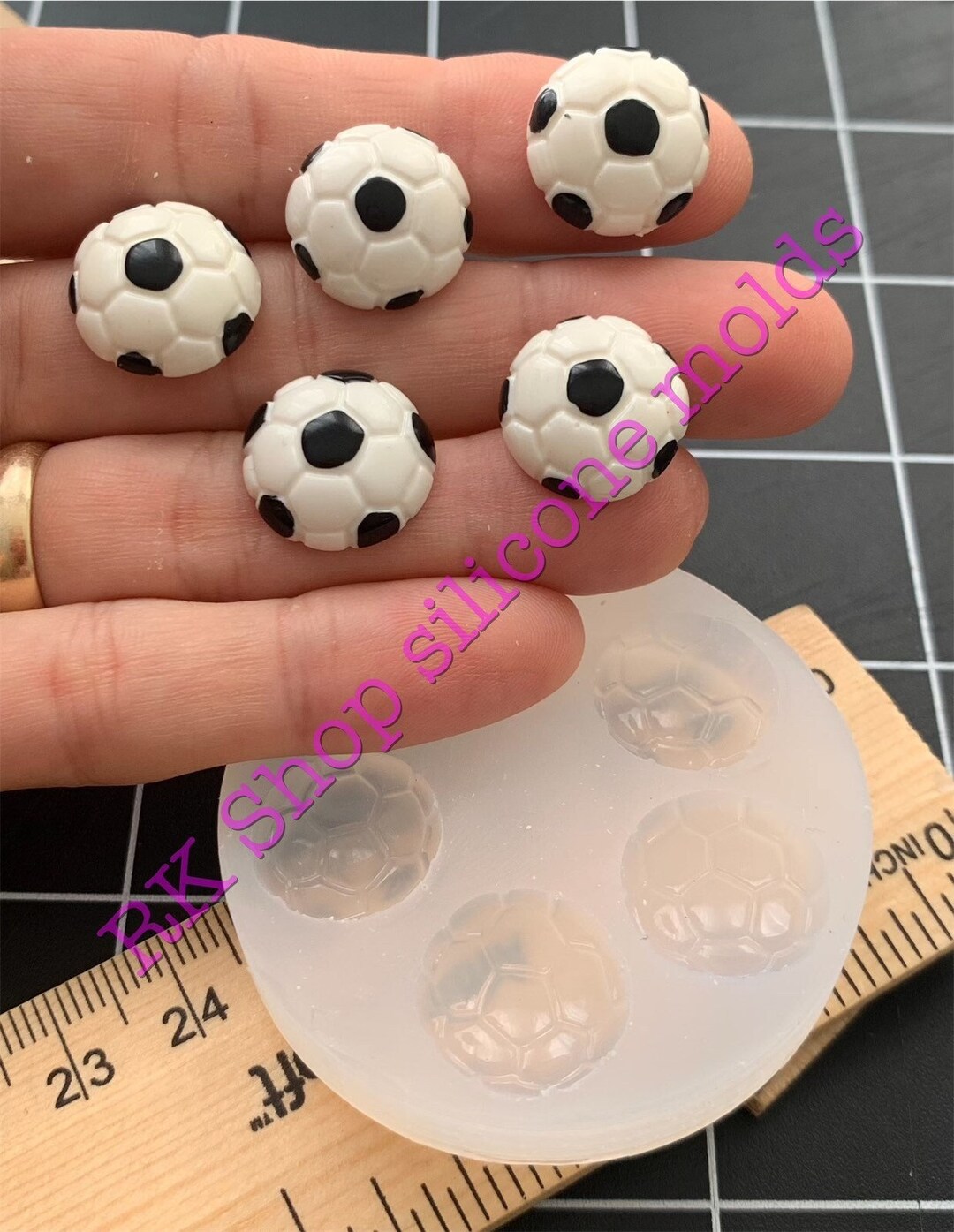 Half Soccer Ball Flat Back Handmade Silicone Mold (VERY TINY) Mold for ...