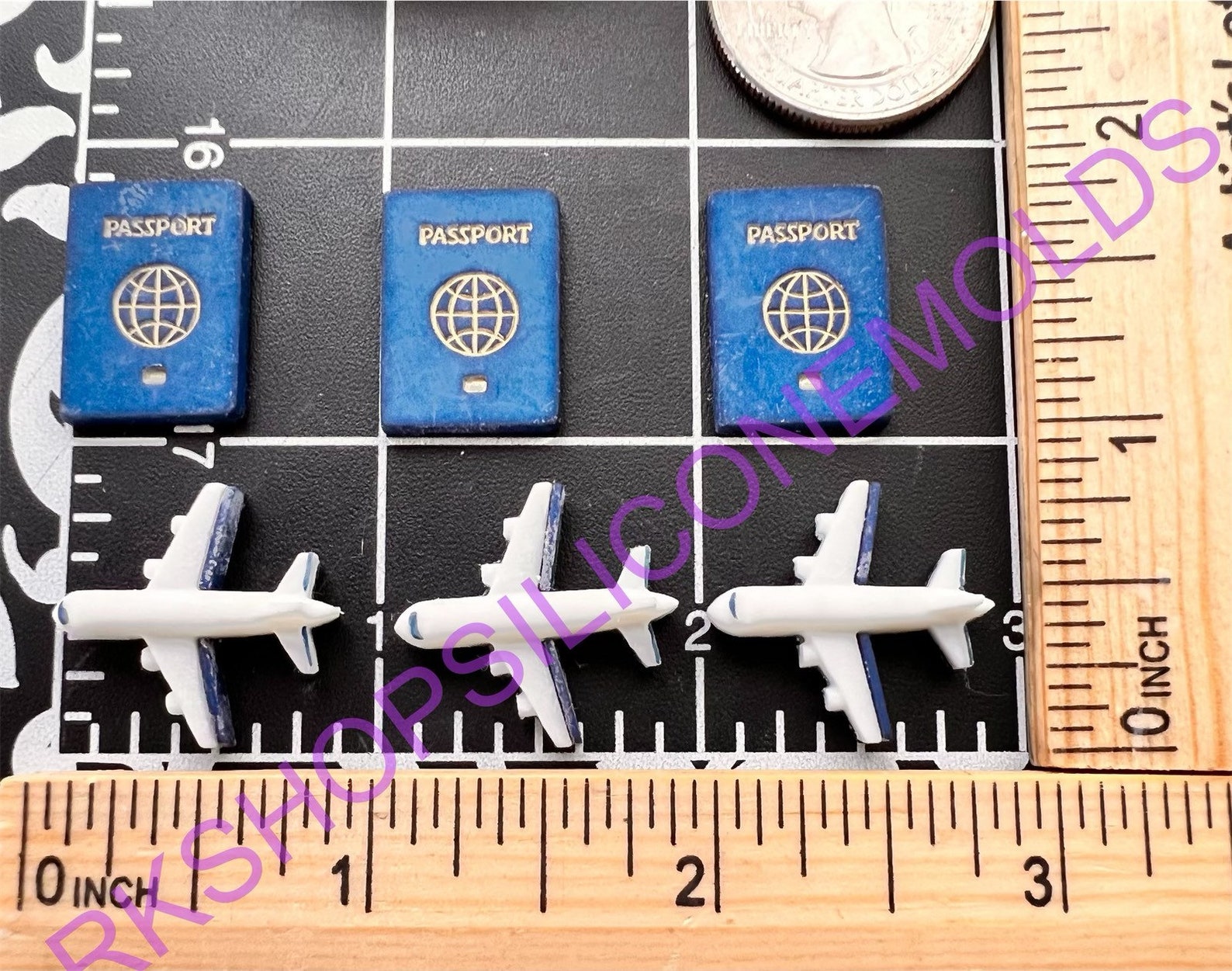Airplane and Passport Silicone Mold Very Tiny for Fondant-resin-polymer ...