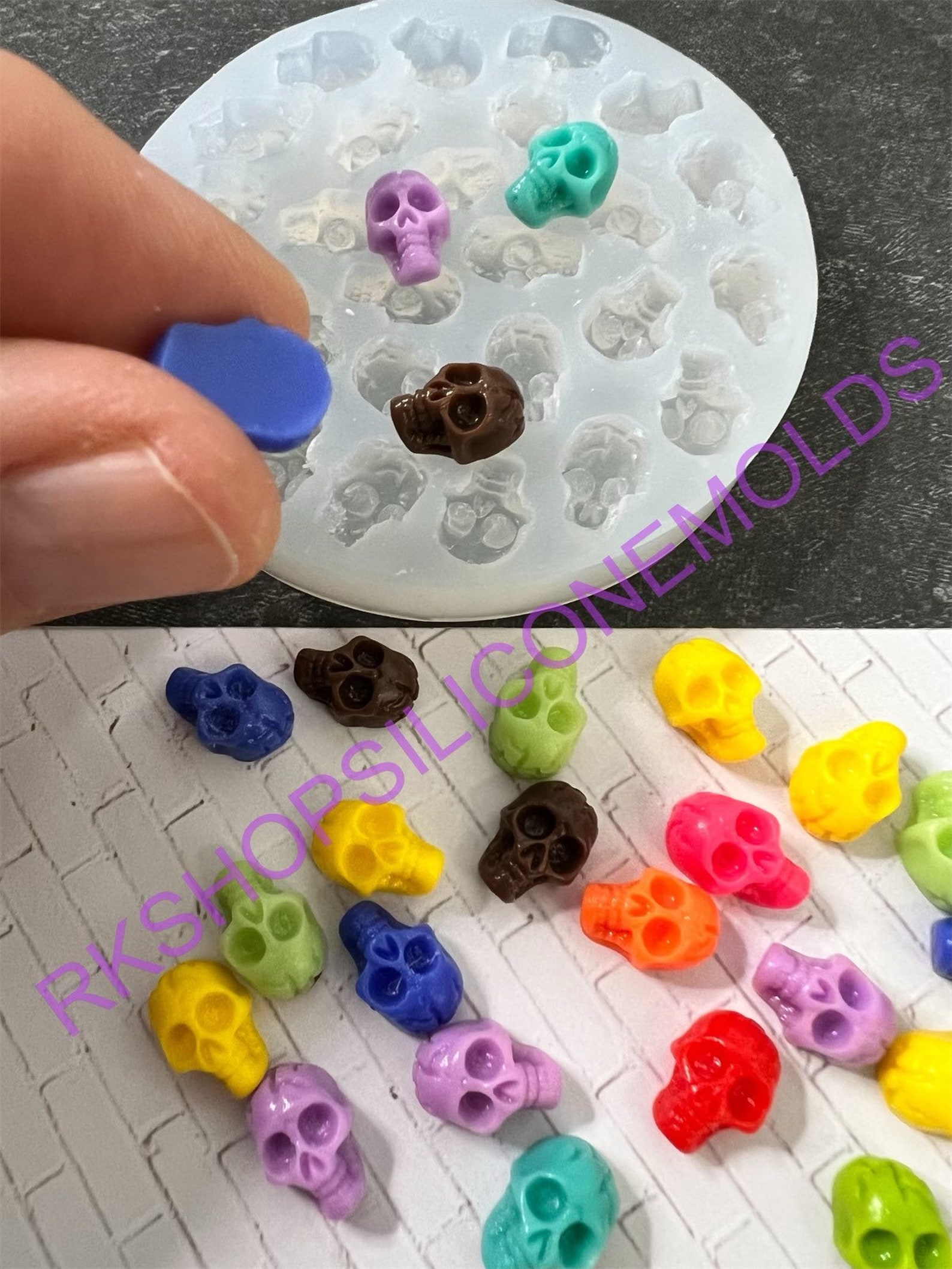 Skulls Silicone Mold Very Tiny for Fondant-resin-handcrafts-polymer ...
