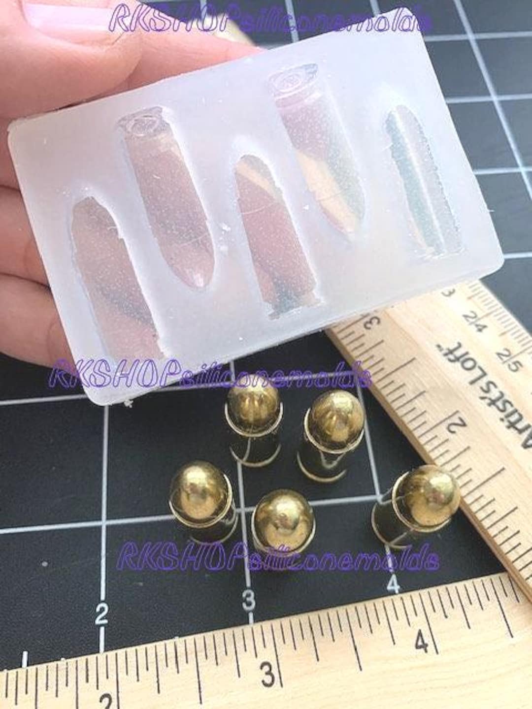 Gun Bullet 2D (9mm) Silicone Mold for Fondant-resin-polymer Clay-candy ...