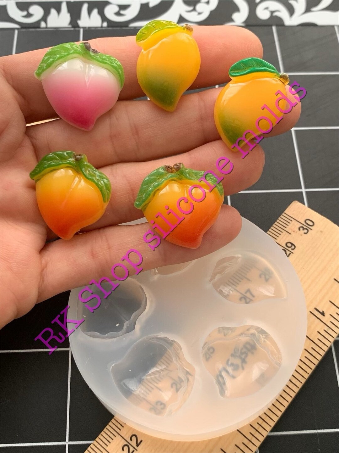 Peaches-mango Fruits-food Silicone Mold for Fondant-resin-polymer Clay ...