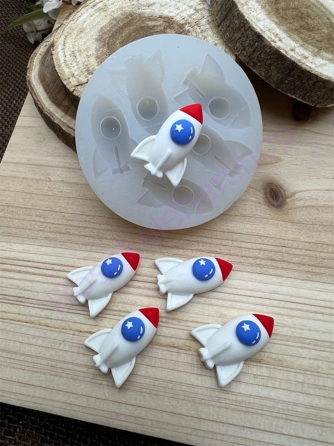 Earth Rocket-cartoon Astronaut Flat Back Silicone Mold for Fondant ...
