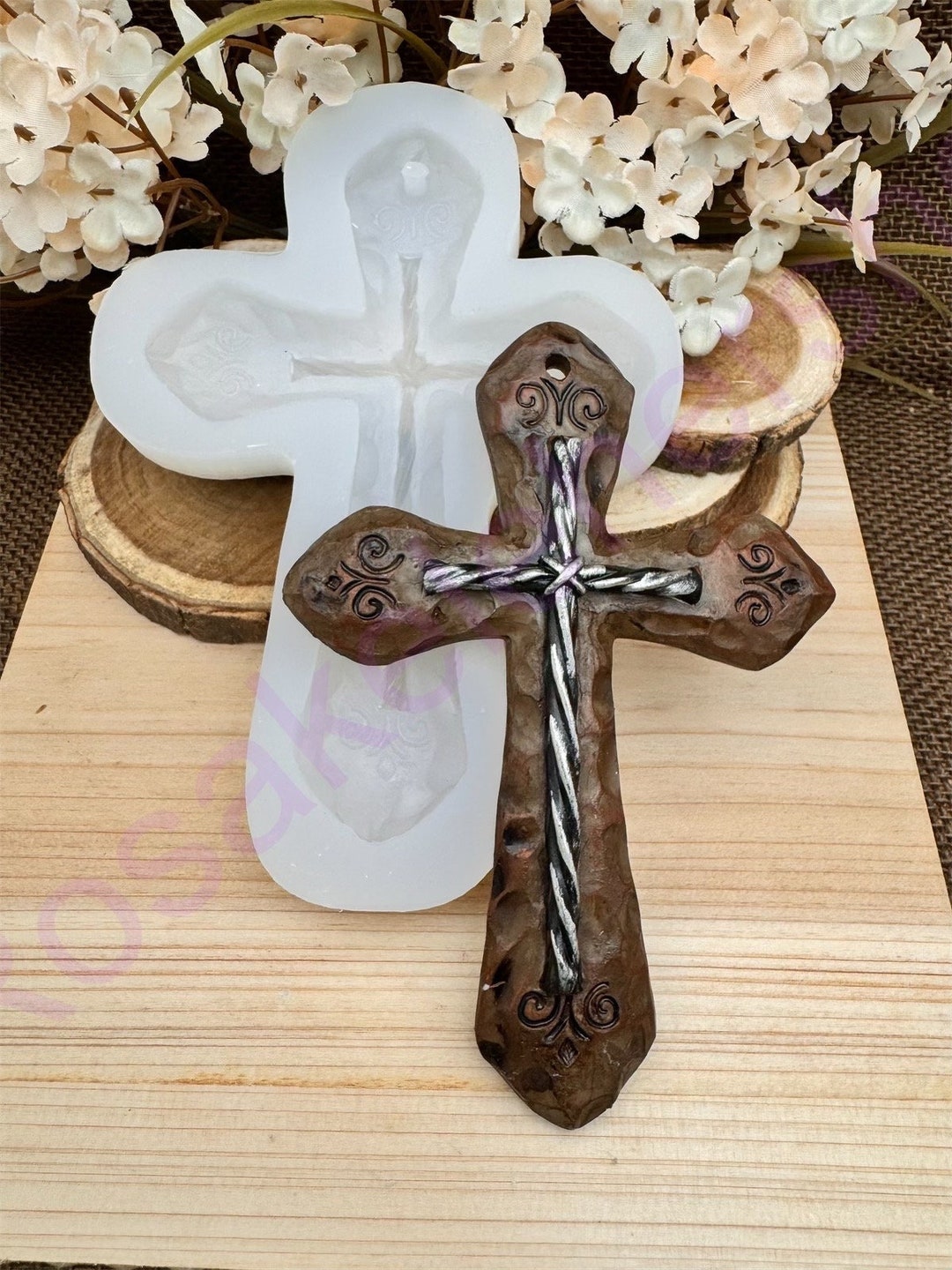 Double Cross Handmade Silicone Mold for Fondant-resin-candy-crafts ...