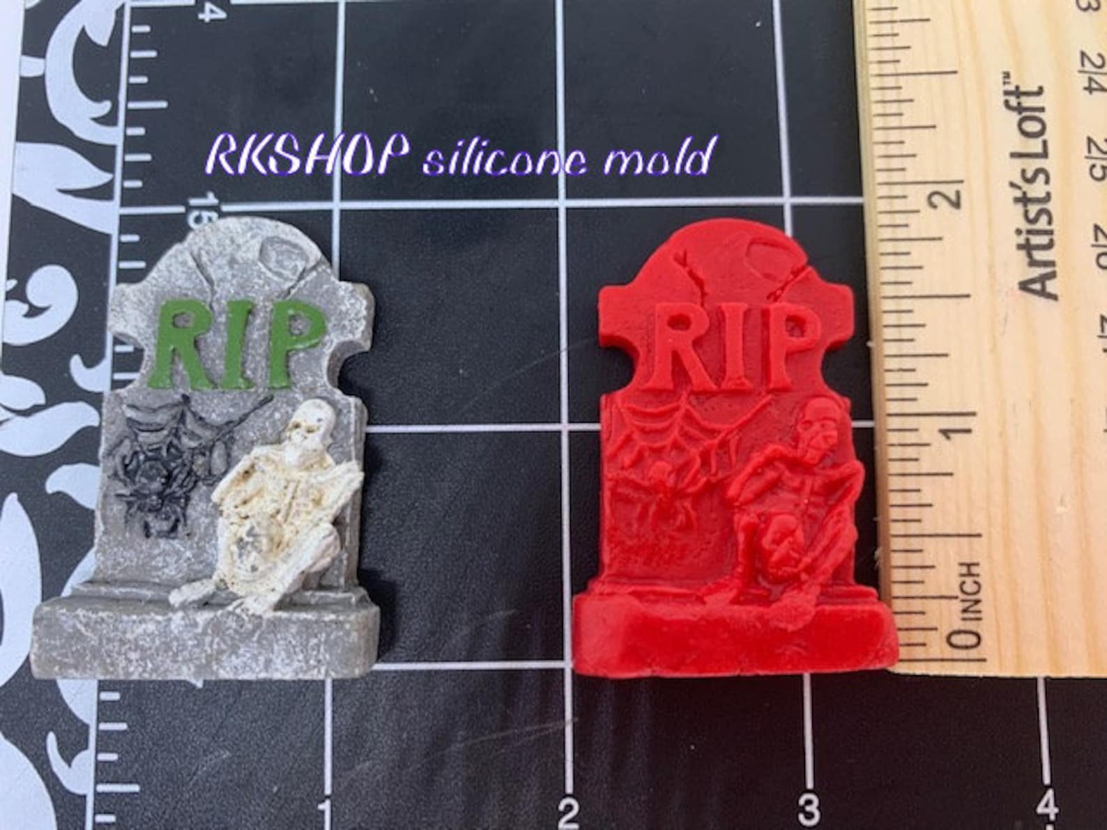 RIP Skull Tombstone Cemetery Headstone Halloween 2 Silicone - Etsy