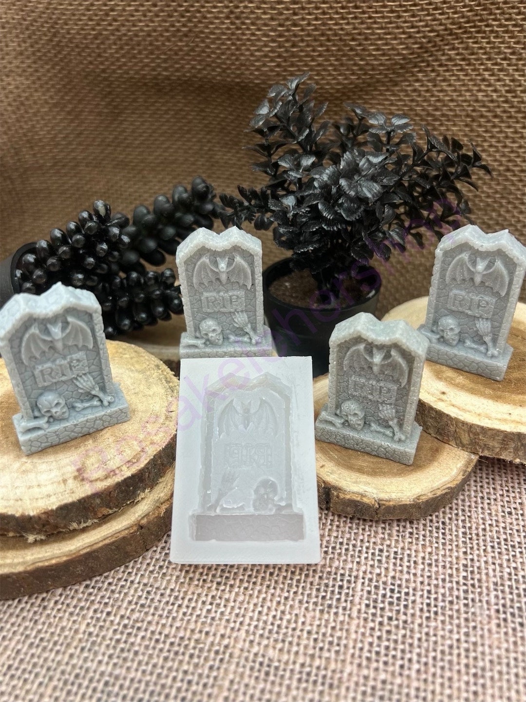 RIP Skull Tombstone Silicone Mold-cemetery Head Stone-halloween for ...