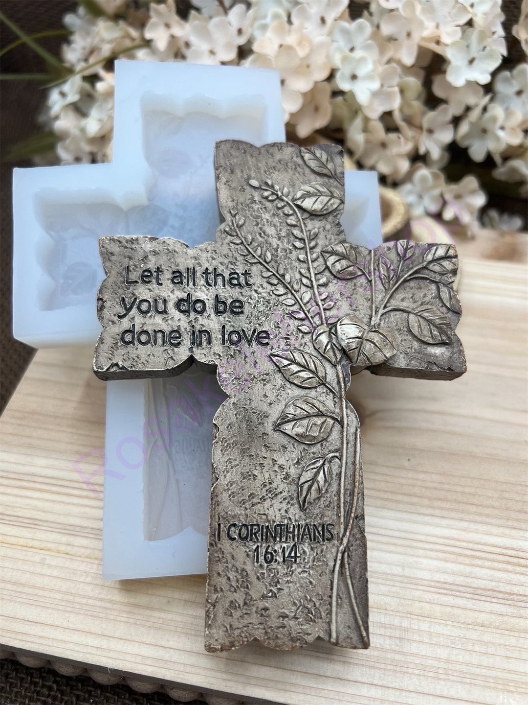 Cross With Leaves Silicone Mold for Fondant-resin-polymer Clay-candy ...