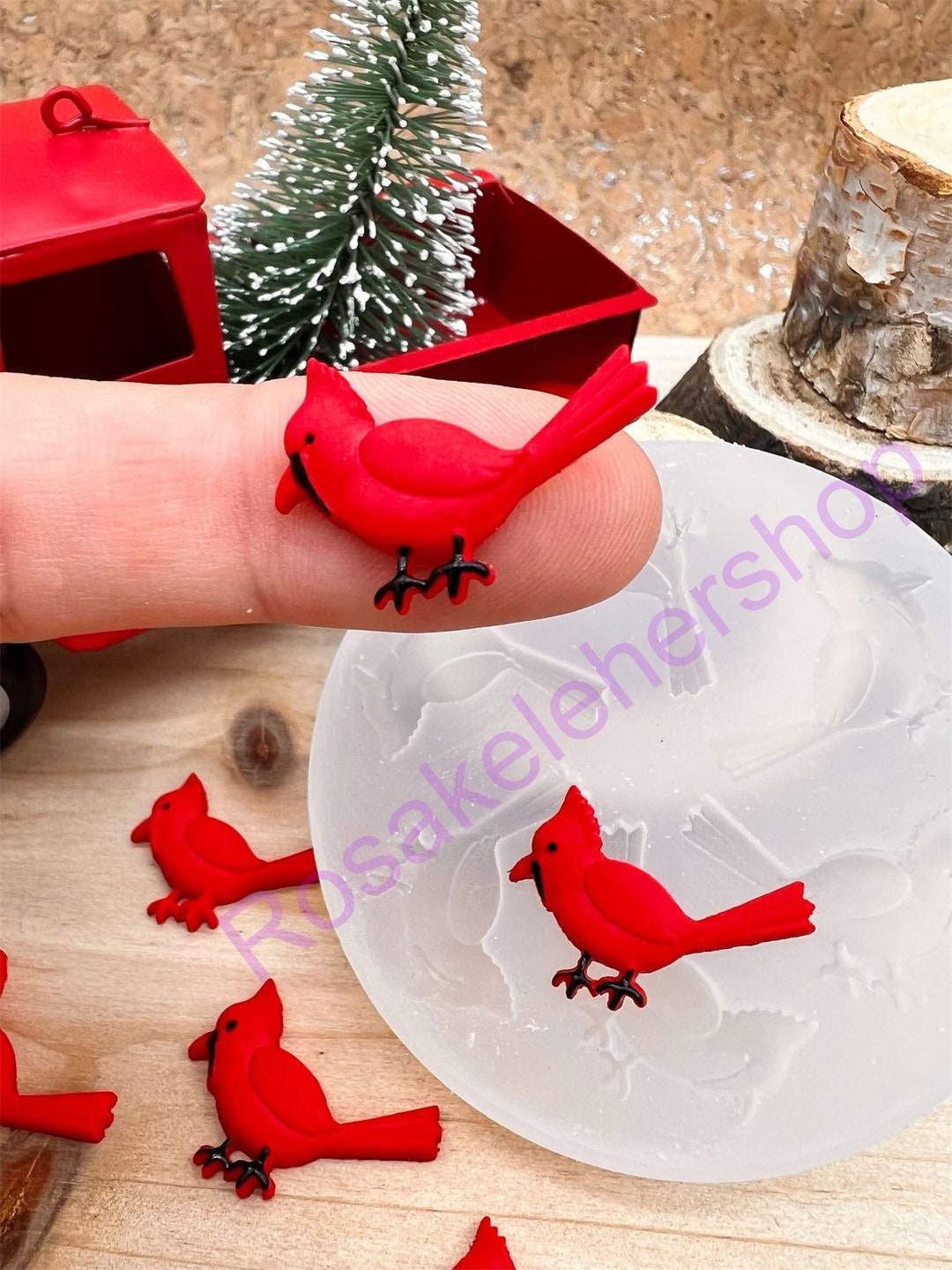 Cardinals Bird Silicone Mold (very Tiny-flat Black) for Fondant-resin ...