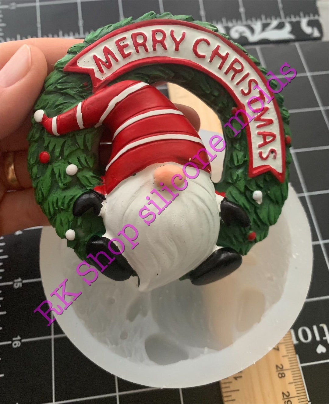 Gnome Christmas Wreath Silicone Mold for Fondant-resin-handcrafts ...