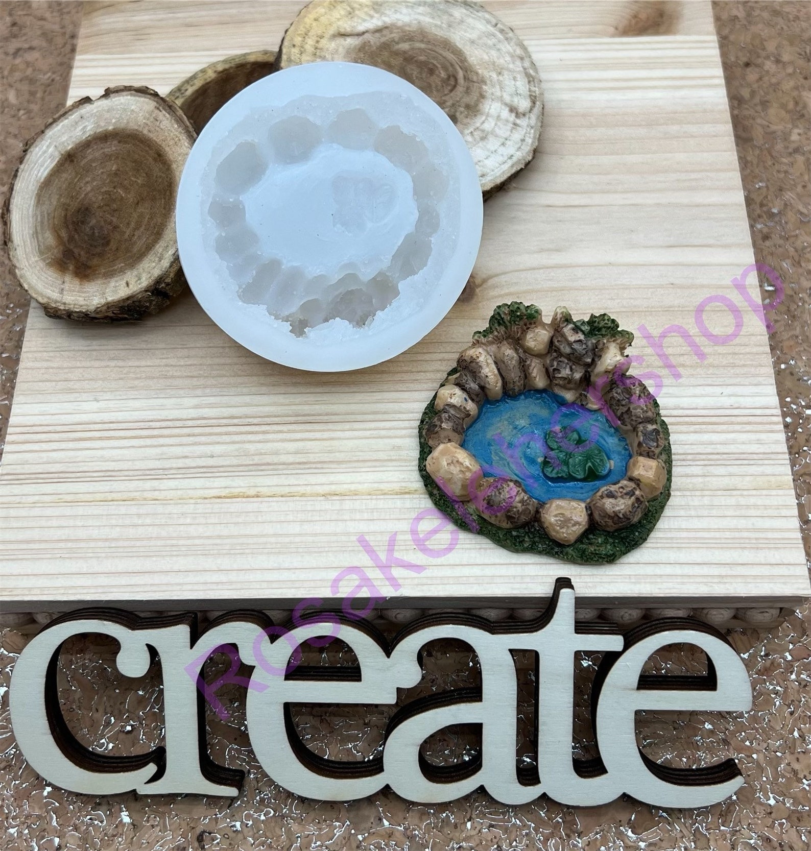 Miniature Lake-pond With Rocks-leaves Handmade Silicone Mold-fish Pond ...