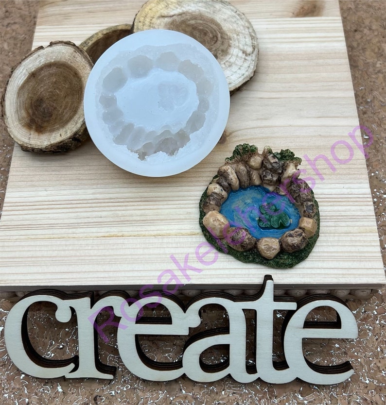 Miniature Lake-pond With Rocks-leaves Handmade Silicone Mold-fish Pond ...