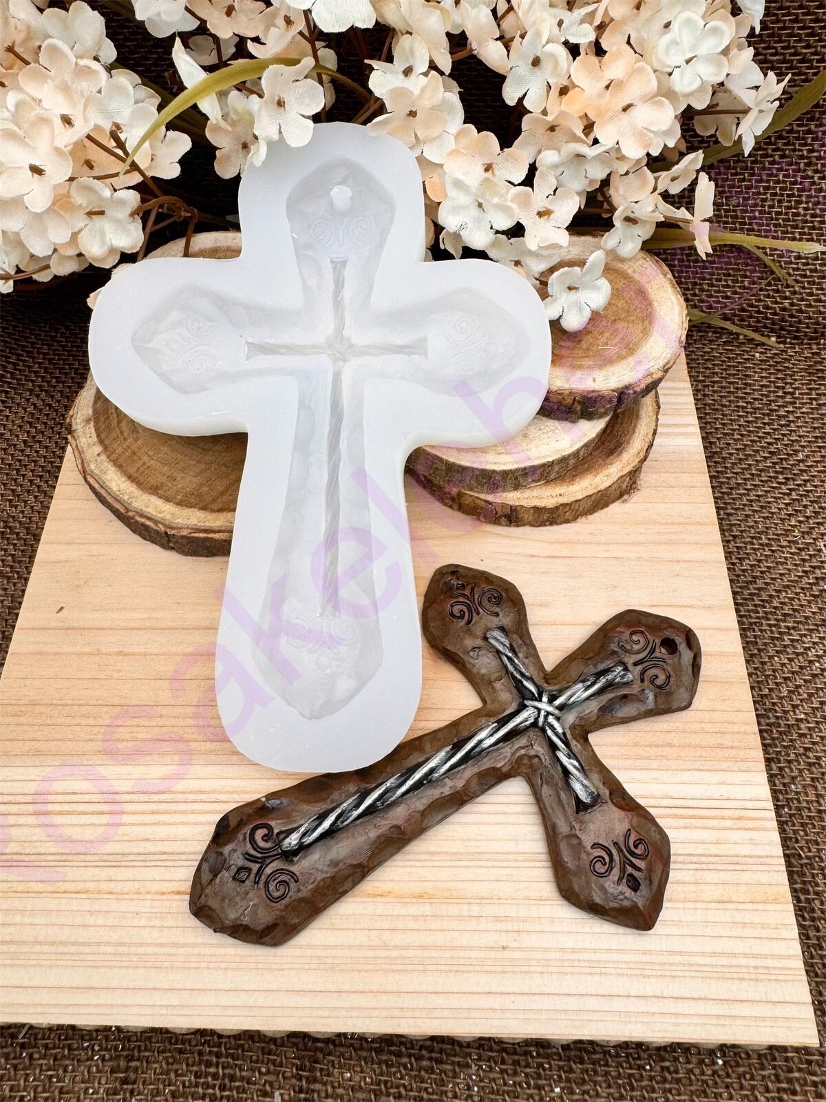 Double Cross Handmade Silicone Mold for Fondant-resin-candy-crafts ...