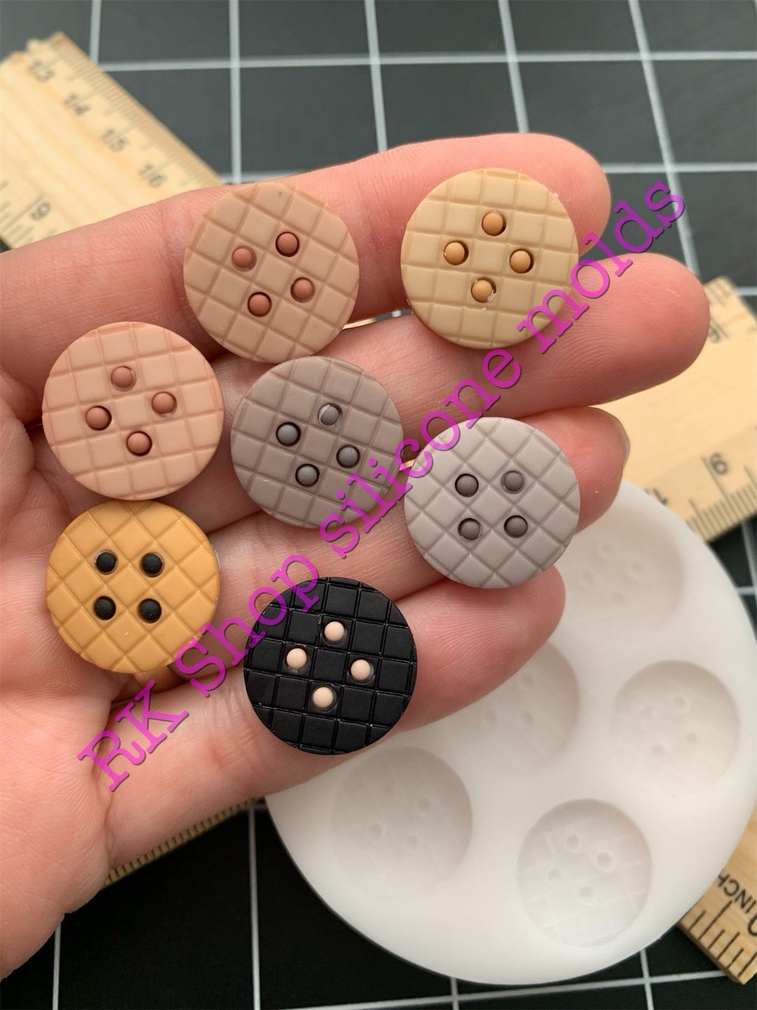 Buttons Handmade Silicone Molds for Fondant-resin-crafts-clay-candy ...