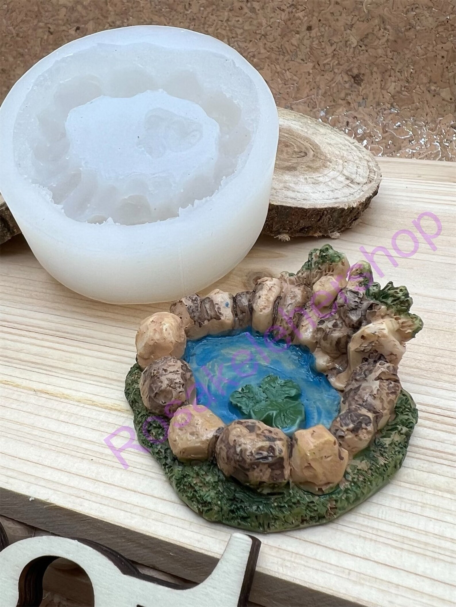Miniature Lake-pond With Rocks-leaves Handmade Silicone Mold-fish Pond ...