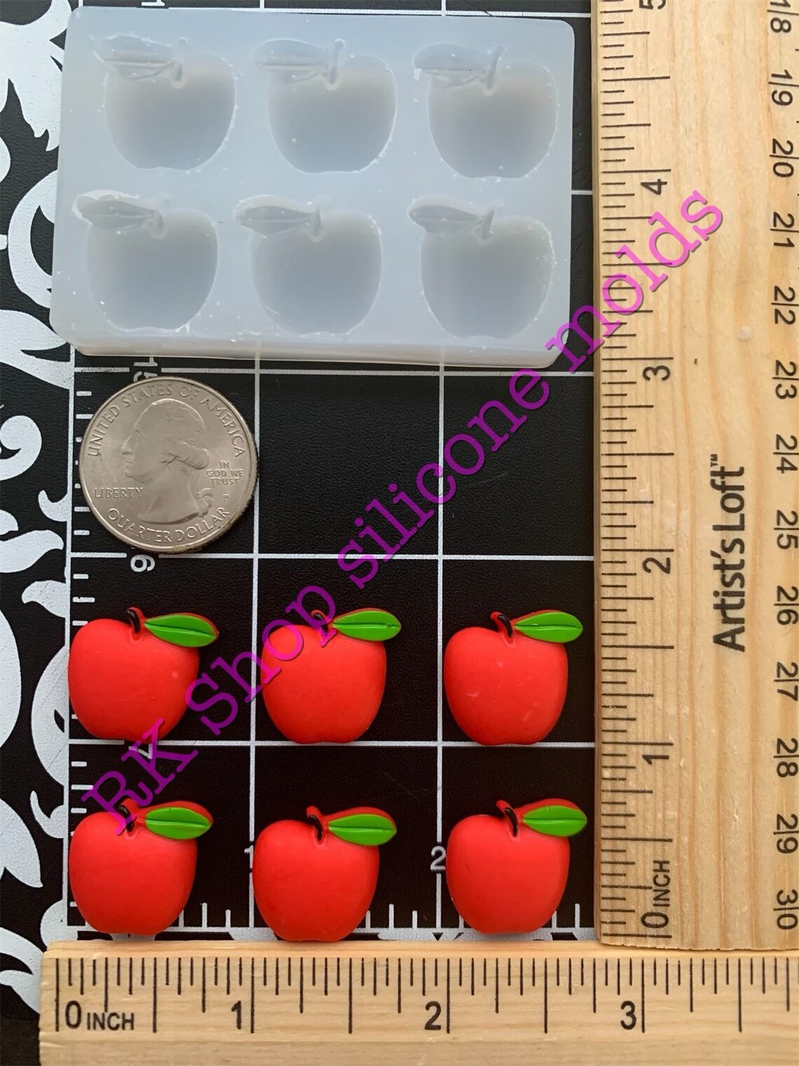 Apples-fruit-flat Back Silicone Mold for Fondant-resin-polymer Clay ...
