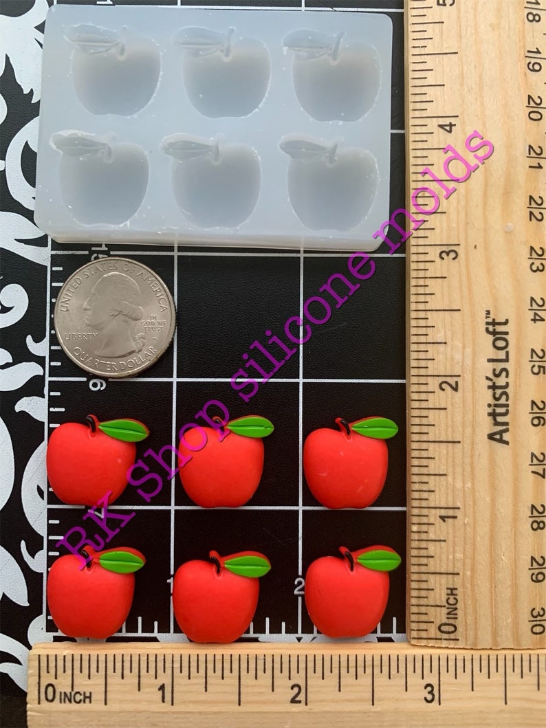 Apples-fruit-flat Back Silicone Mold for Fondant-resin-polymer Clay ...
