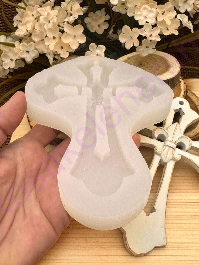 Cross With Fleur De Lis Silicone Mold for Fondant-resin-polymer Clay ...