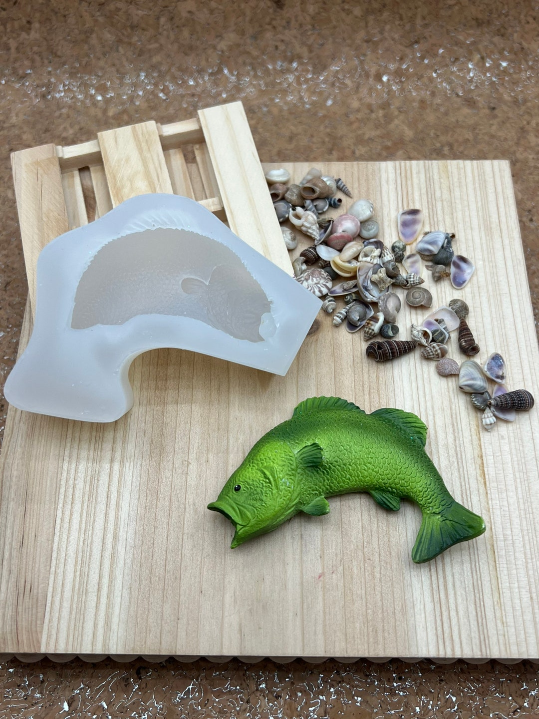 Bass Walleye Fish Handmade Silicone Mold Beach-ocean for Resin-plaster ...