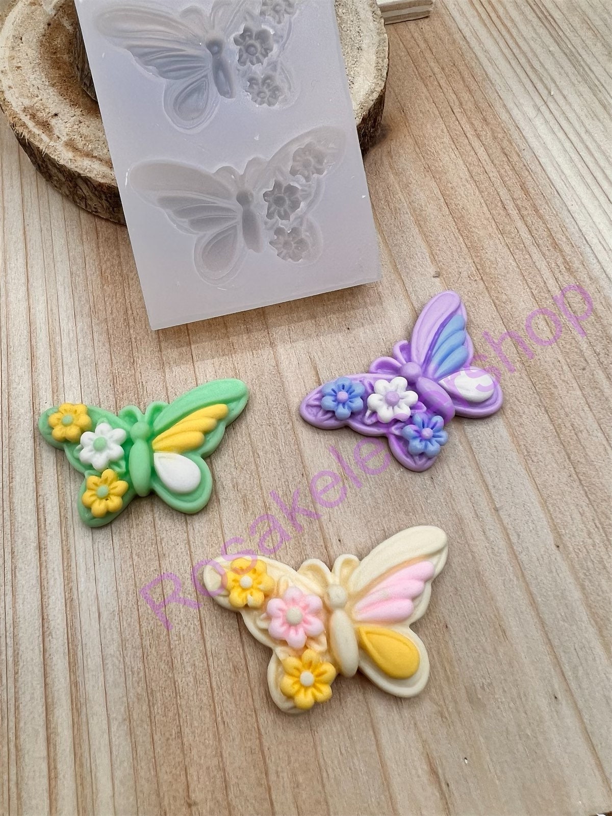 BUTTERFLIES With Flowers Silicone Mold 3 Cavities Size SMALL for ...
