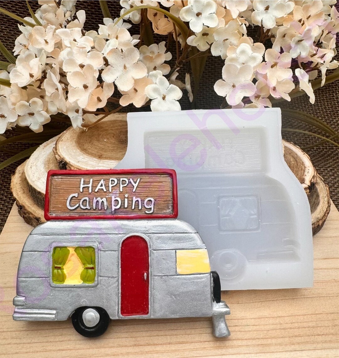 Happy Camping Trailer Handmade Silicone Mold for Fondant-resin-clay ...