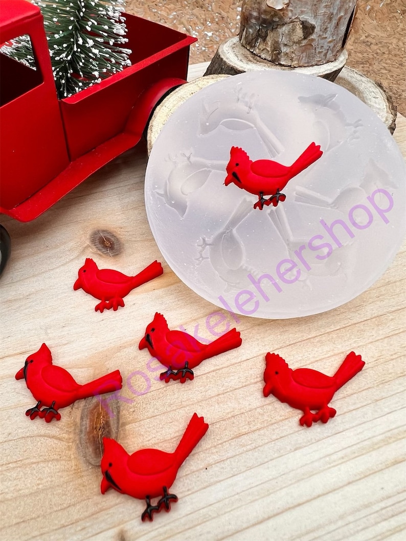 Cardinals Bird Silicone Mold (very Tiny-flat Black) for Fondant-resin ...