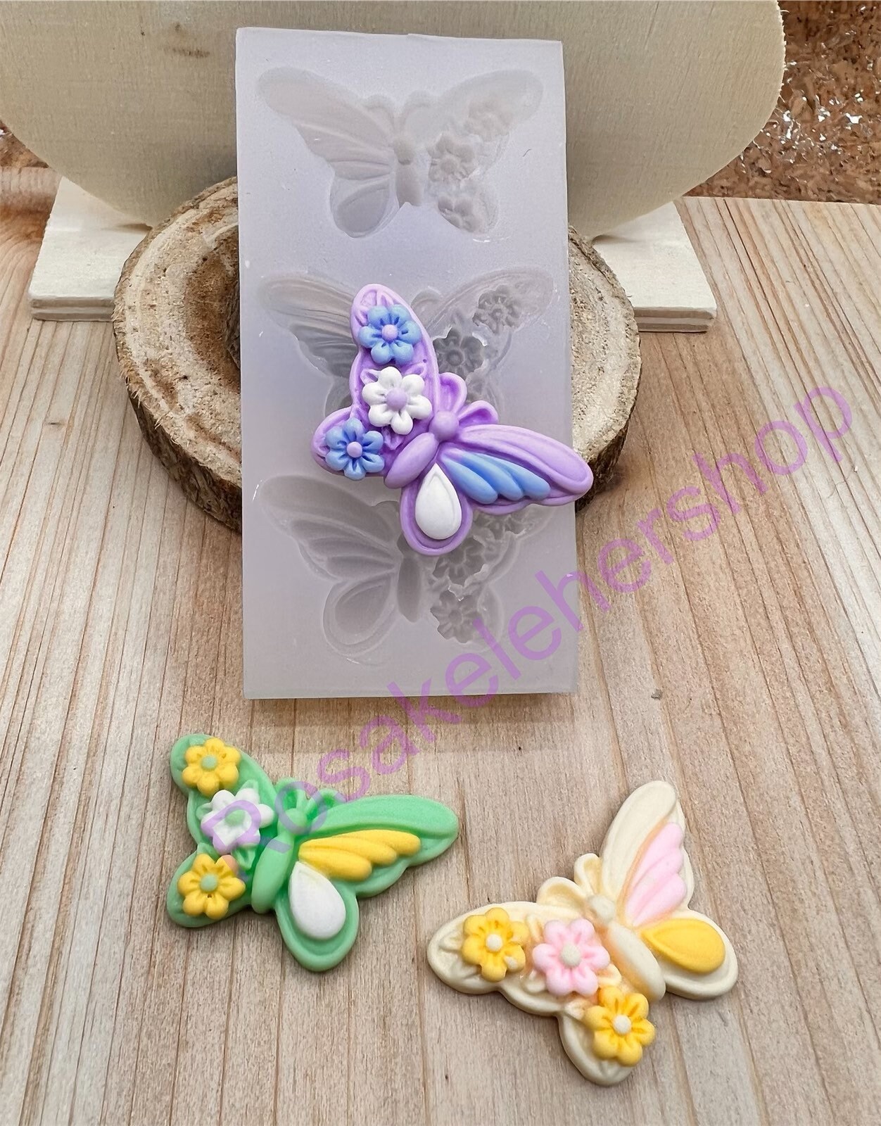 BUTTERFLIES With Flowers Silicone Mold 3 Cavities Size SMALL for ...