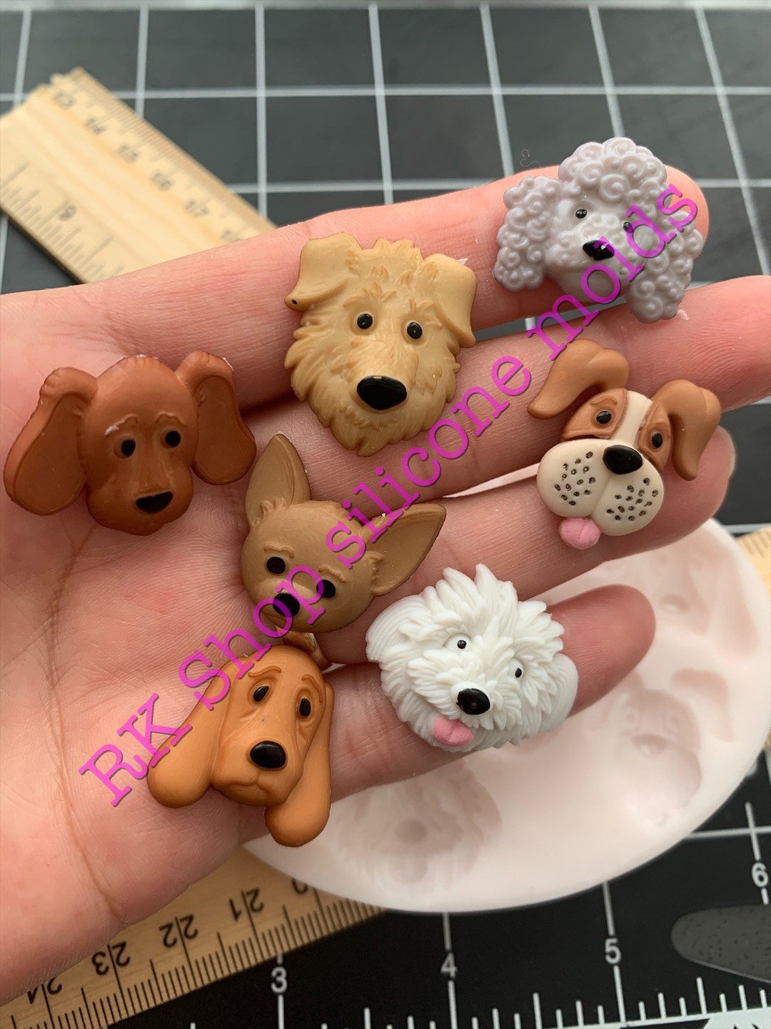 Dogs Faces Silicone Mold Size Small for Fondant-resin-handcrafts ...