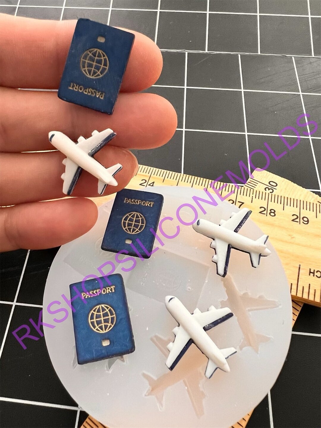 Airplane and Passport Silicone Mold Very Tiny for Fondant-resin-polymer ...