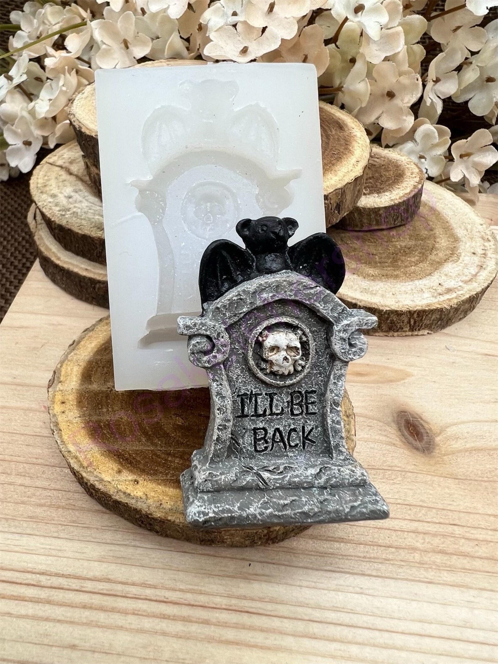 Tombstone Bat-i'll Be Back-cemetery Headstone-halloween Silicone Mold ...