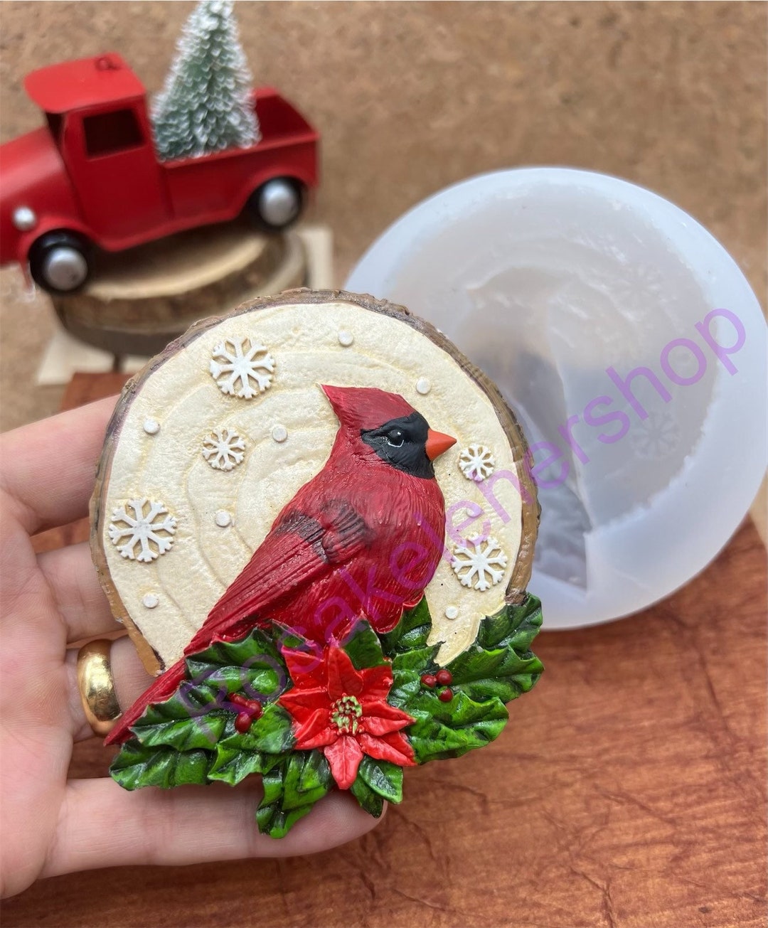 Cardinal Bird Christmas Ornament Silicone Mold Size X-large for Fondant ...