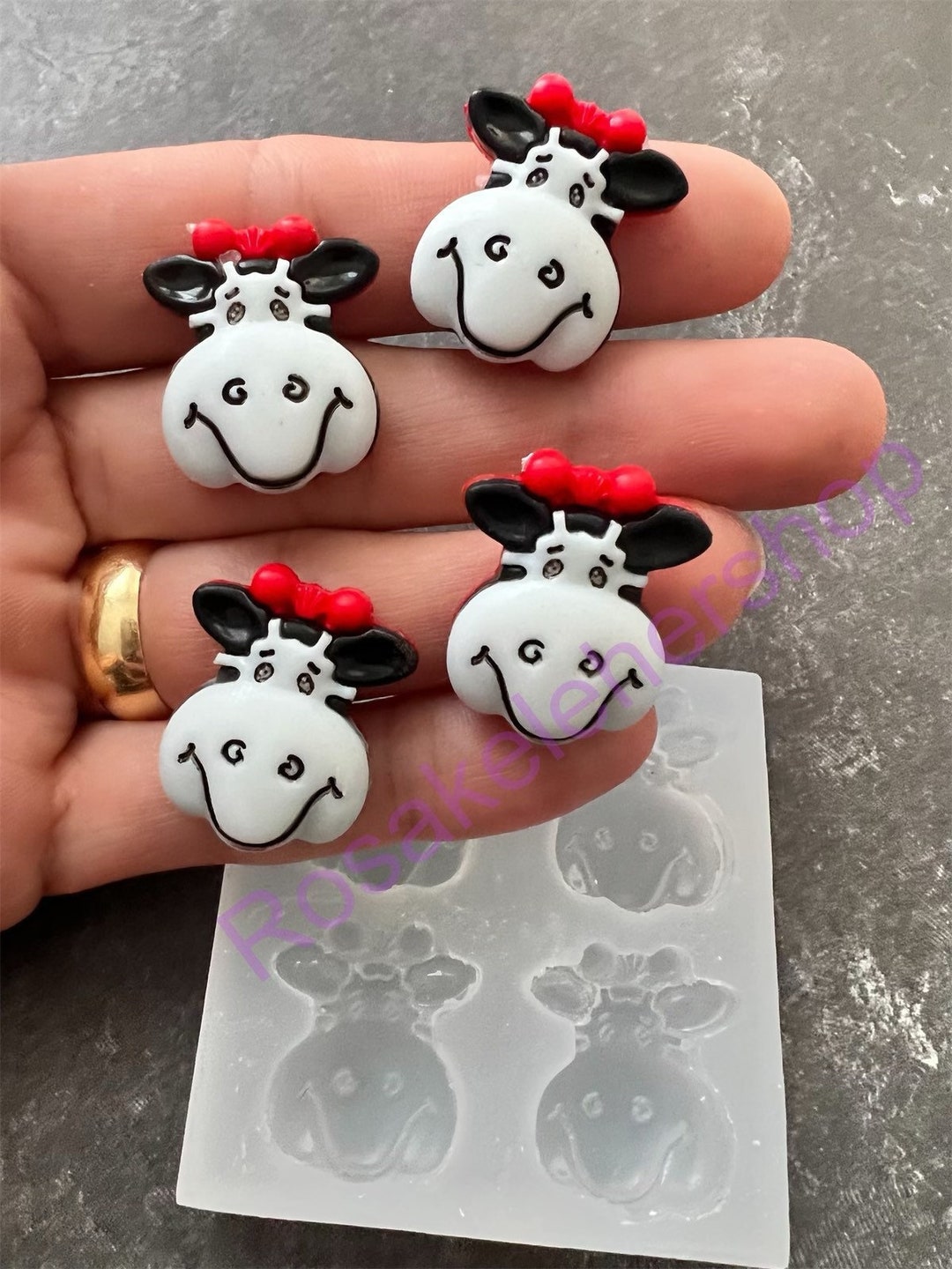 Cute Cow Face Animals Handmade Silicone Mold for Fondant-resin-clay ...