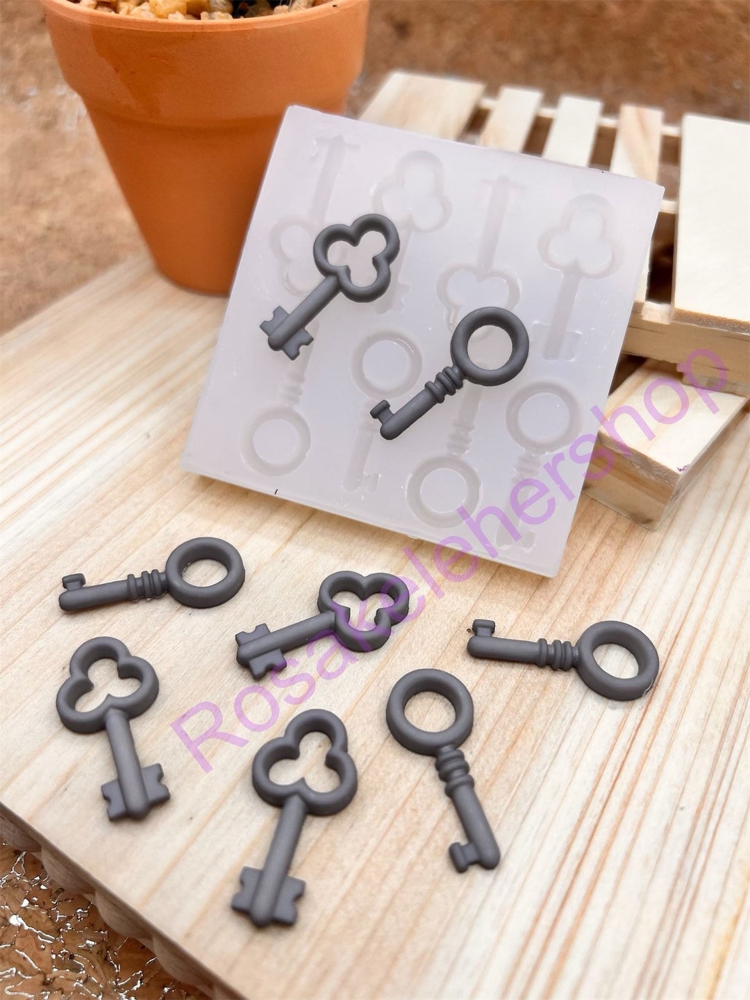 Old Style Retro KEYS Silicone Mold for Fondant-resin-crafts-polymer ...