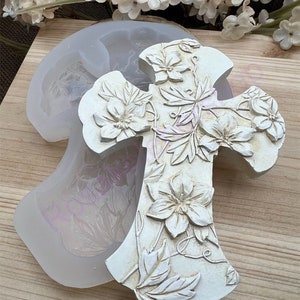 Crucifix-cross With Flowers Silicone Mold for Fondant-resin-polymer ...