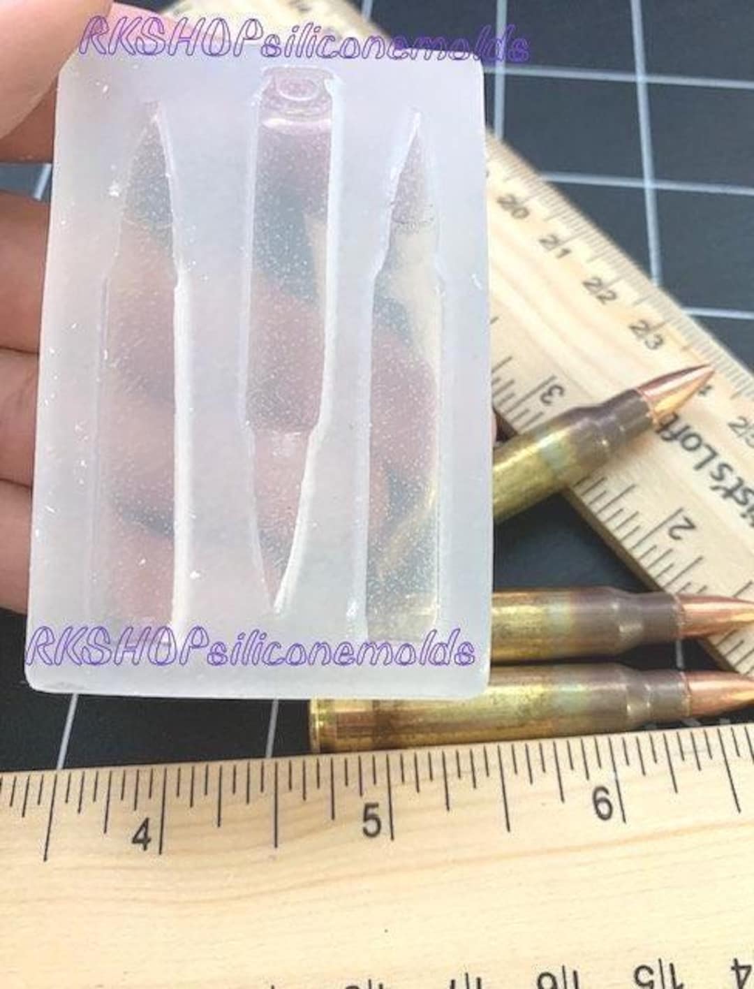 Gun Bullet 2D (223 REM) Silicone Mold for Fondant-resin-polymer Clay ...