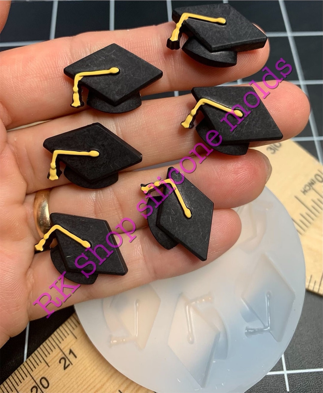 Graduation Hats Silicone Mold (TINY-SMALL) for Fondant-resin-handcrafts ...