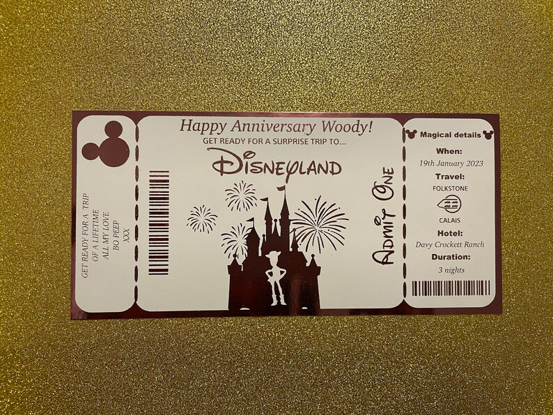 Disneyland Boarding Pass. Fake Ticket Weekend Away Surprise - Etsy UK