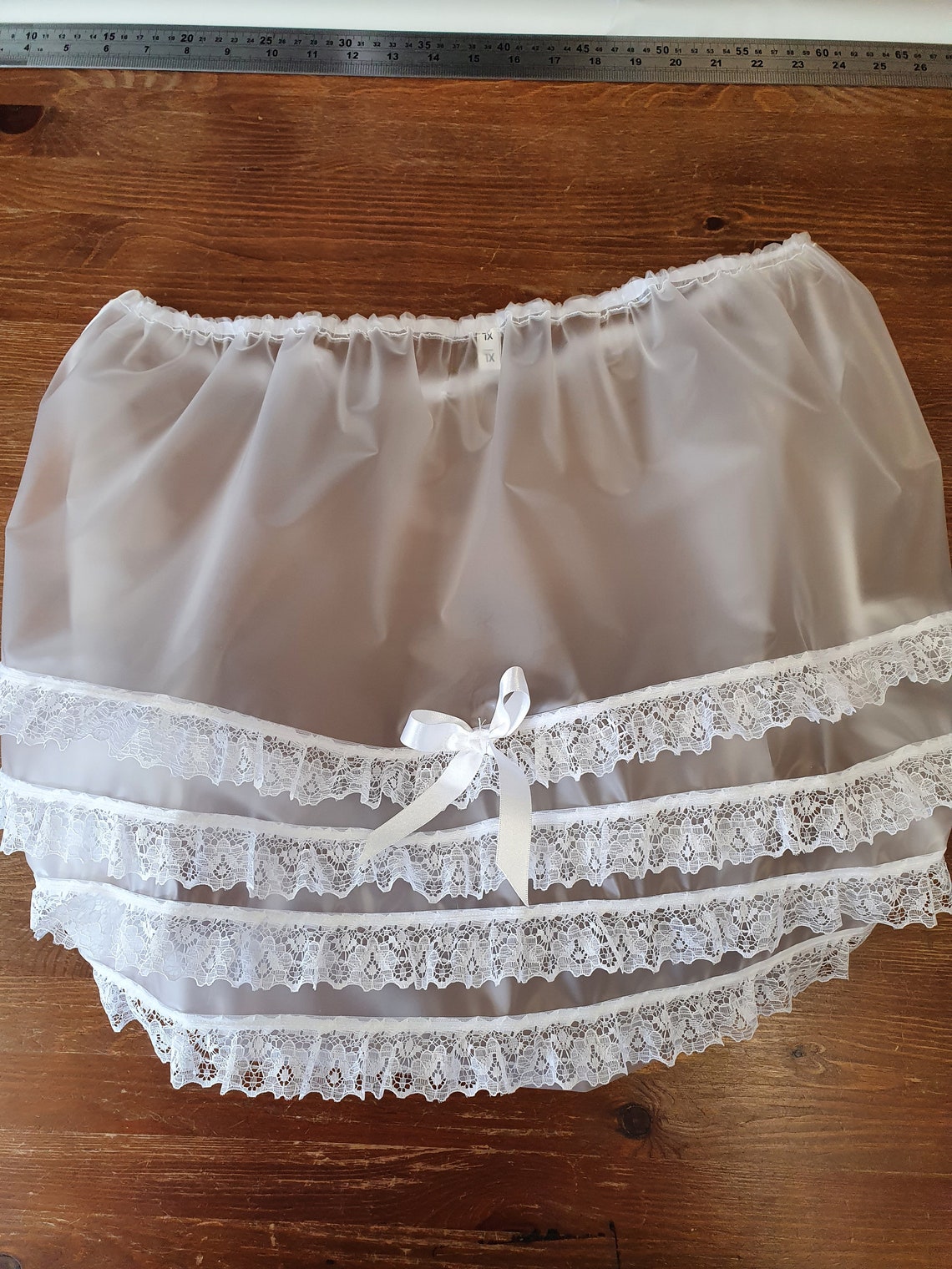 42"/44" Hip - Lace Ruffle Clear Plastic Waterproof Pants - Tunnel ...