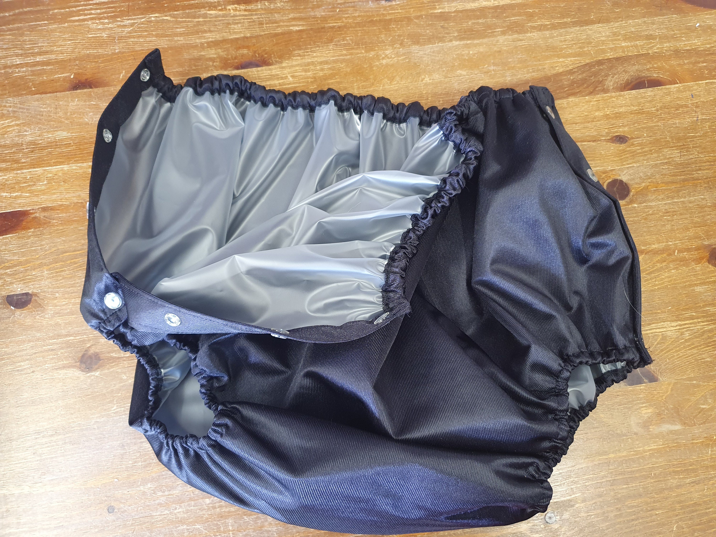 46/48 Hip Black Satin Covered Side Open Clear Plastic Pants FREE ...
