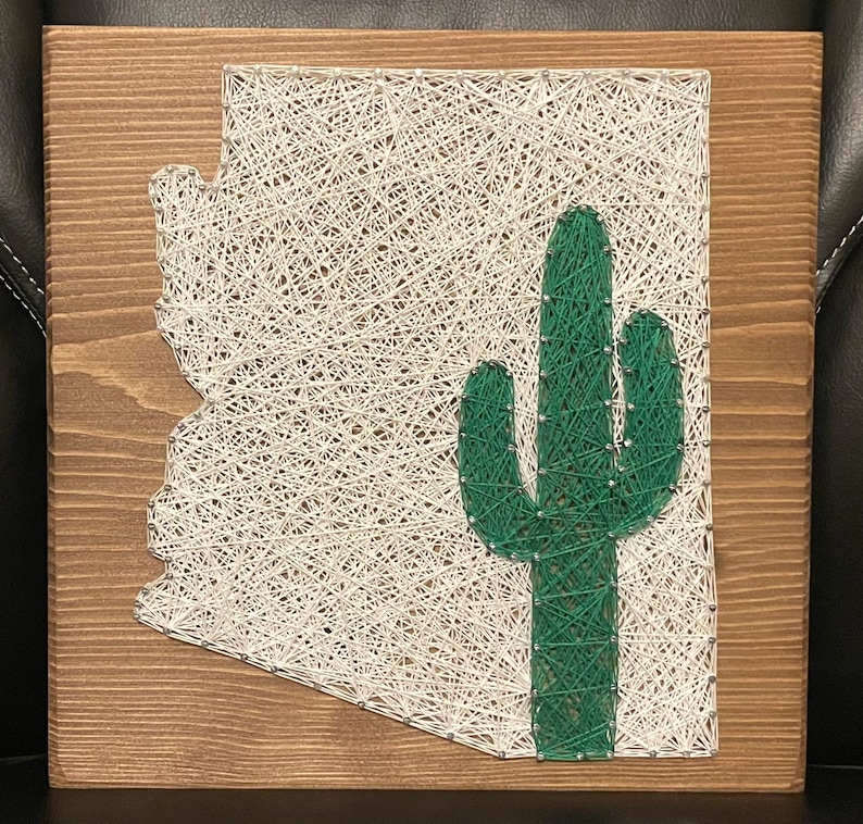 Made to Order Arizona Cactus String Art State Sign Wood - Etsy